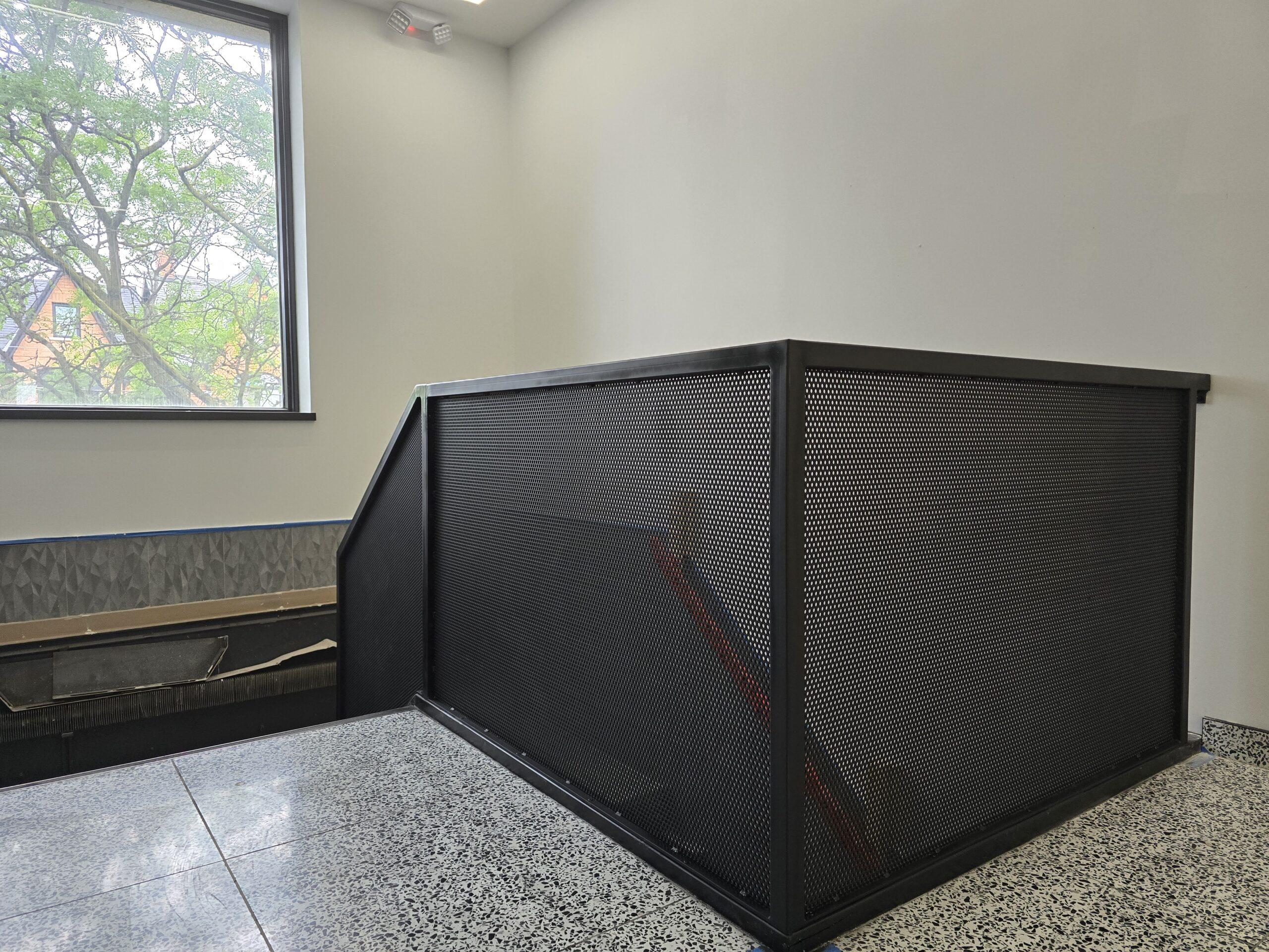 Perforated Metal Fence and Gate in Toronto. Panels, Facade