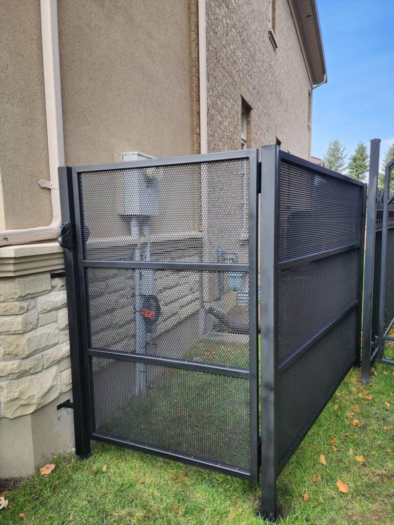 Perforated Metal Fence and Gate in Toronto. Panels, Facade